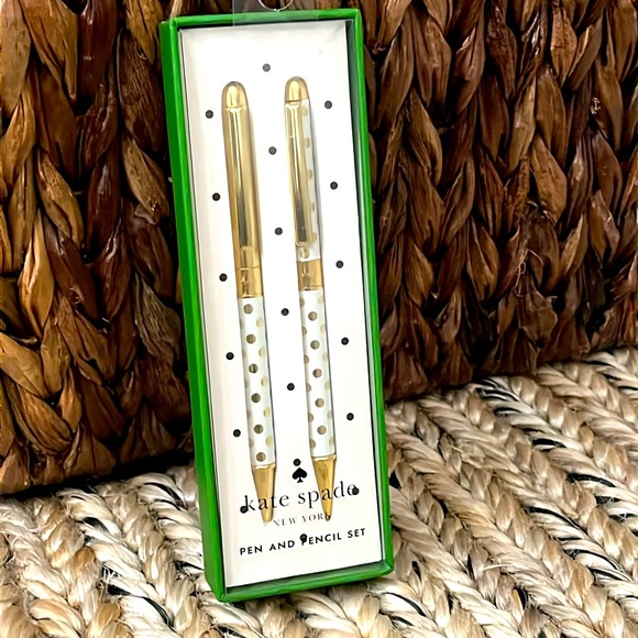 kate spade | Office | Nwt Kate Spade Gold Dot Pen And Pencil Set | Poshmark